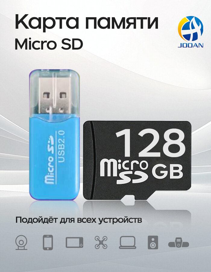 Карта памяти и картридер 128гб SD card