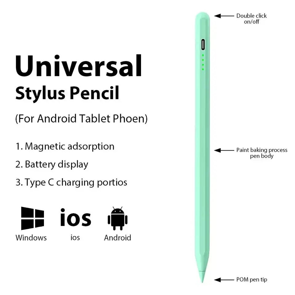 Магнитный стилус для iPad, iPhone, Android Green, Зеленый