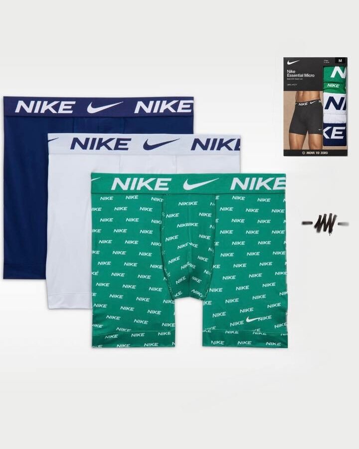 Трусы Essential Micro Men's Dri-FIT Boxer Briefs (3-Pack) Blue Void, комплект