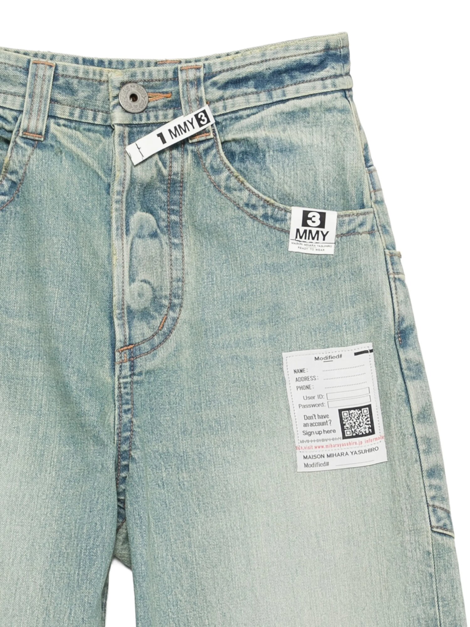 Джинсы MAISON MIHARA YASUHIRO Logo-patch straight-leg jeans, размер 36, синий — фото 1