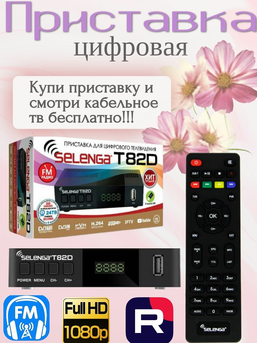 Цифровая приставка для телевизора на 20-30 каналов, приемник цифрового тв, DVB-T2/C цифровой ресивер, тв тюнер, медиаплеер T82D