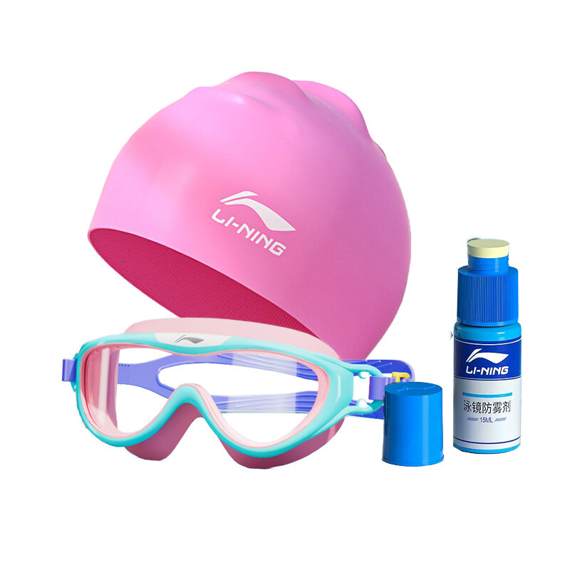 Очки для плавания унисекс Li Ning 1137661457, Swimming goggles + swimming cap + application of defogger