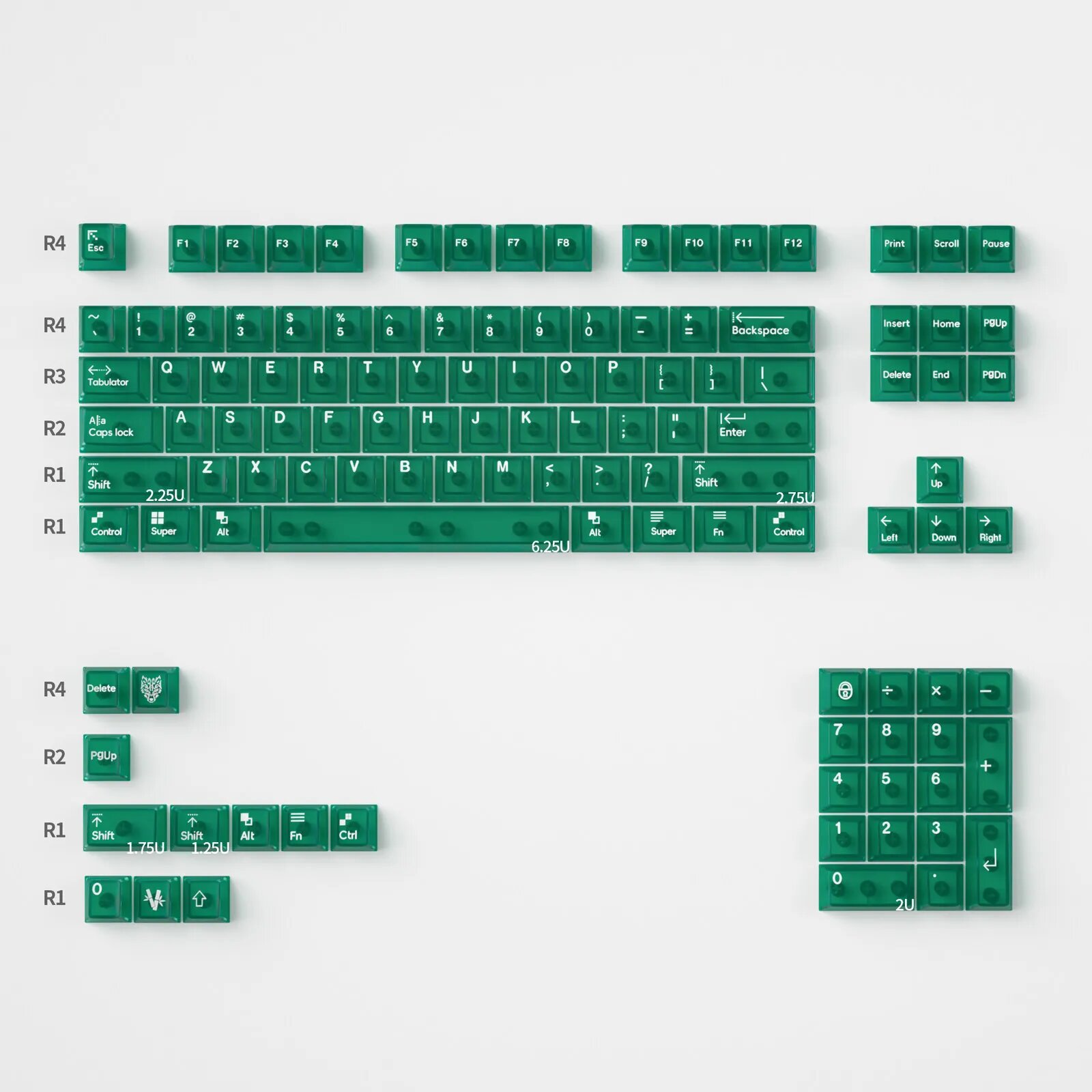 Кейкапы Keybcustz нефритово-зелёные прозрачные Cherry Height для механических клавиатур AULA F75 GK61 Anne Pro 2 Ajazz