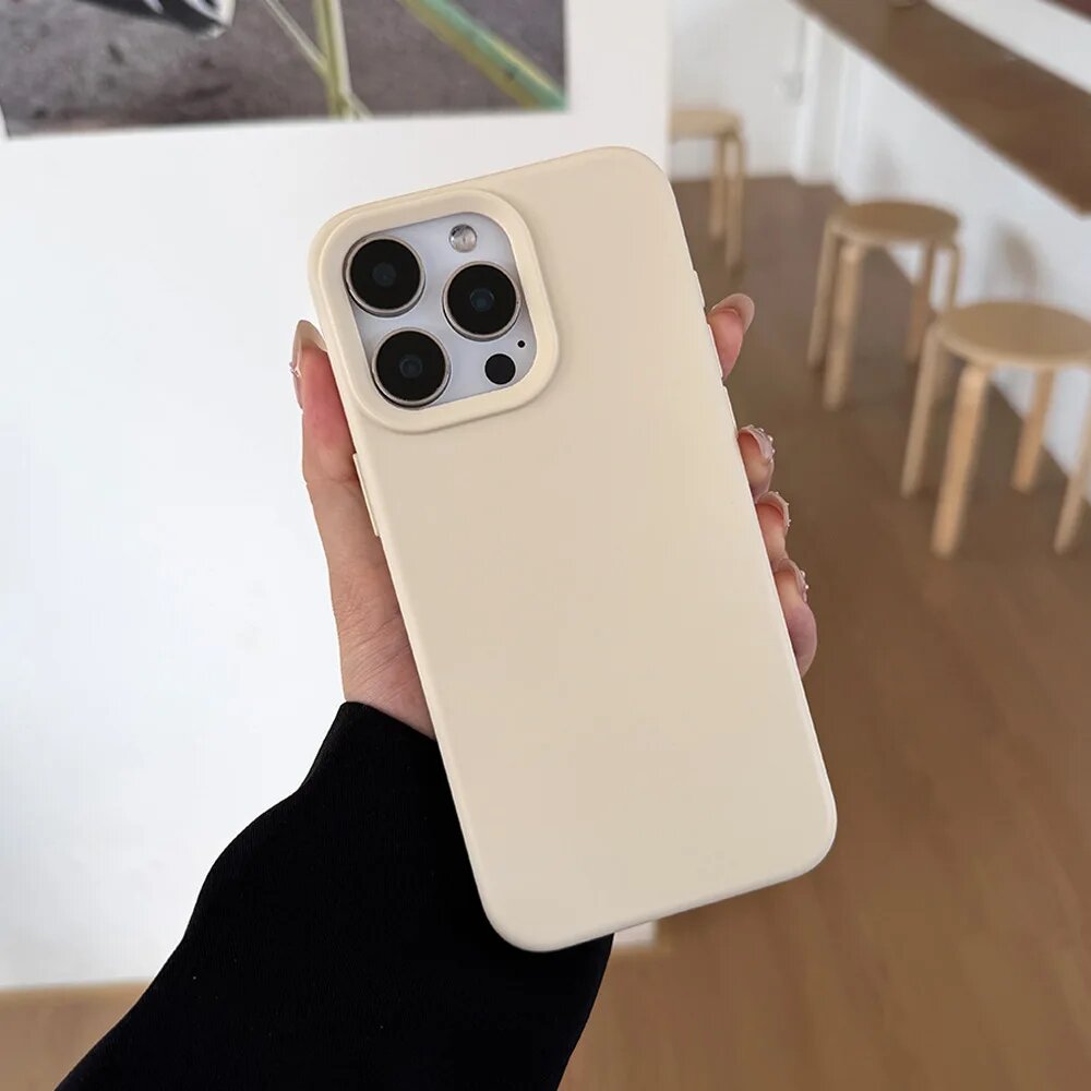 Матовый силиконовый чехол Candy Solid Color для iPhone 17 16 15 14 Айфон 16 Про Макс, Бежевый, White