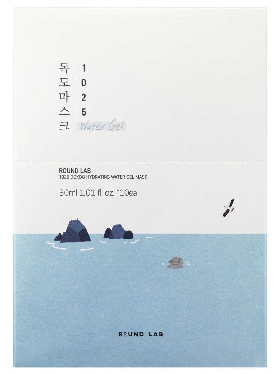 Round Lab Ультратонкая тканевая маска для глубокого увлажнения 1025 Dokdo Hydrating Water Gel Mask 30 мл х 10 шт