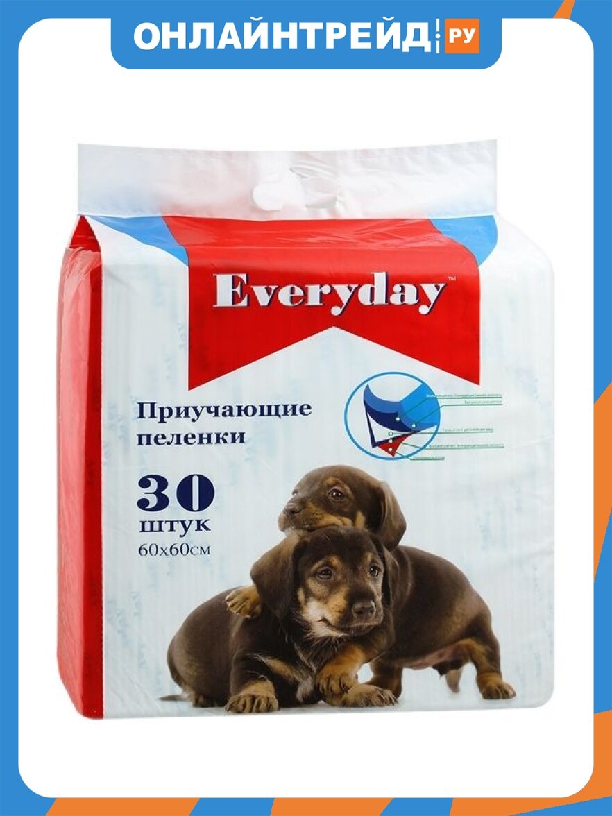 Пеленки одноразовые Everyday впитывающие для животных гелевые, 30 шт 60х60см