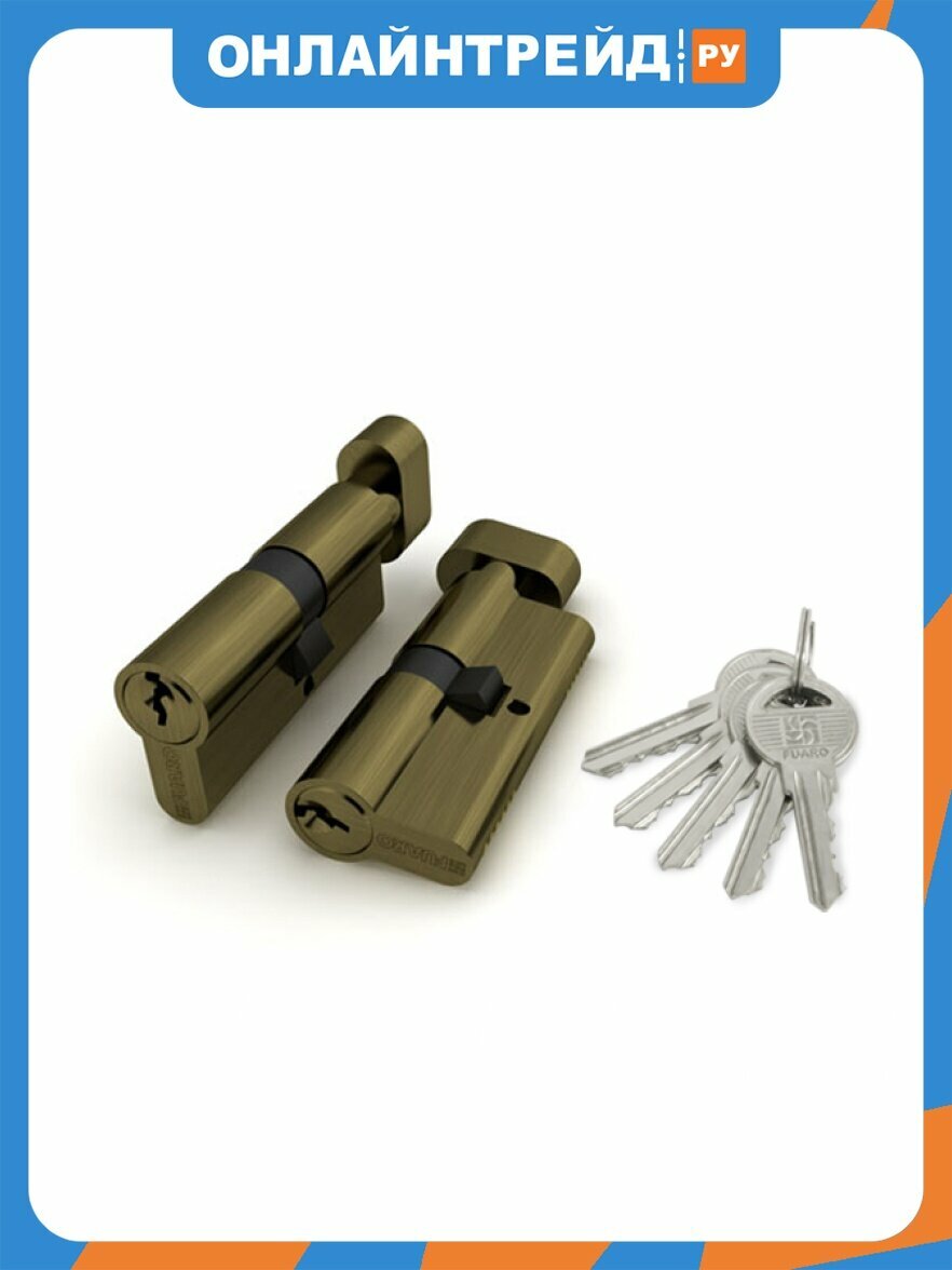 Цилиндровый механизм Fuaro (100 ZM) 1000 ZM Knob 60 (25+10+25) AB бронза 5Key с вертушкой