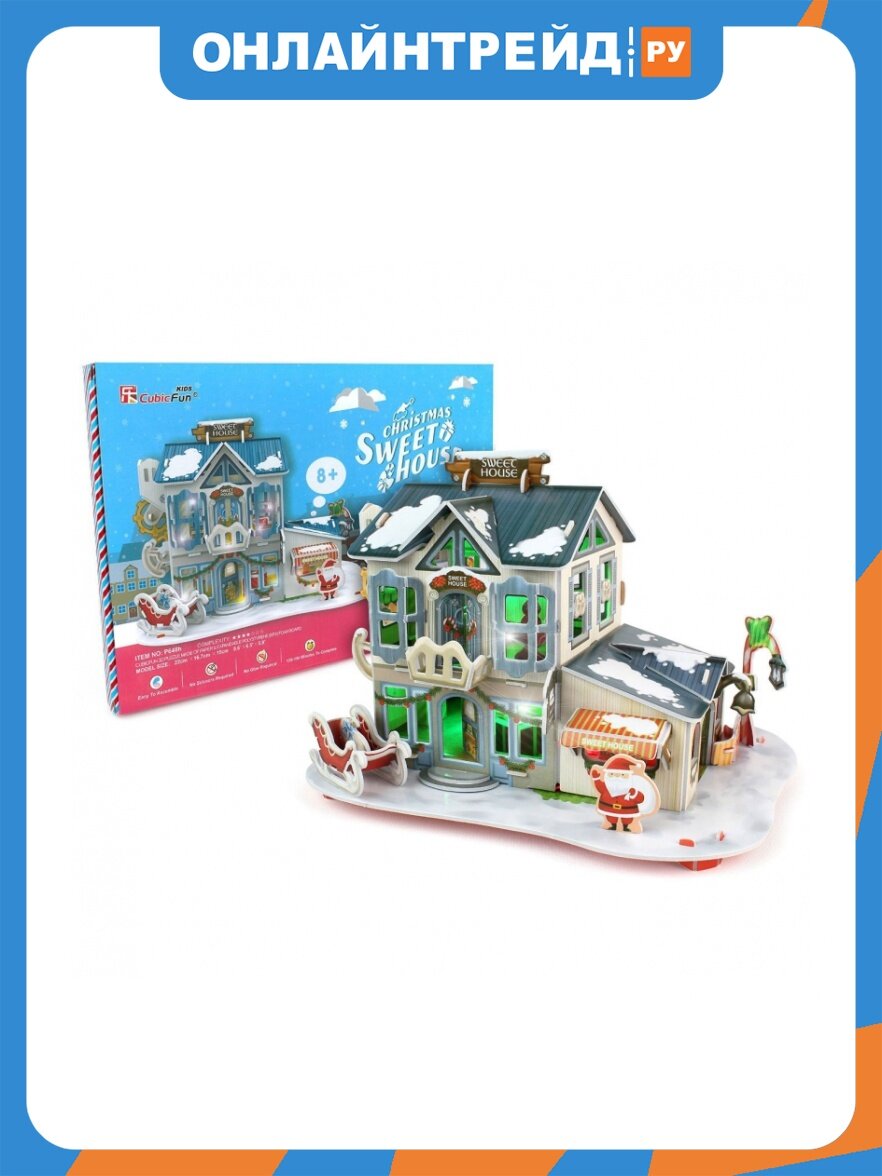 Пазл 3D Cubicfun Рождественский домик 2 с подсветкой