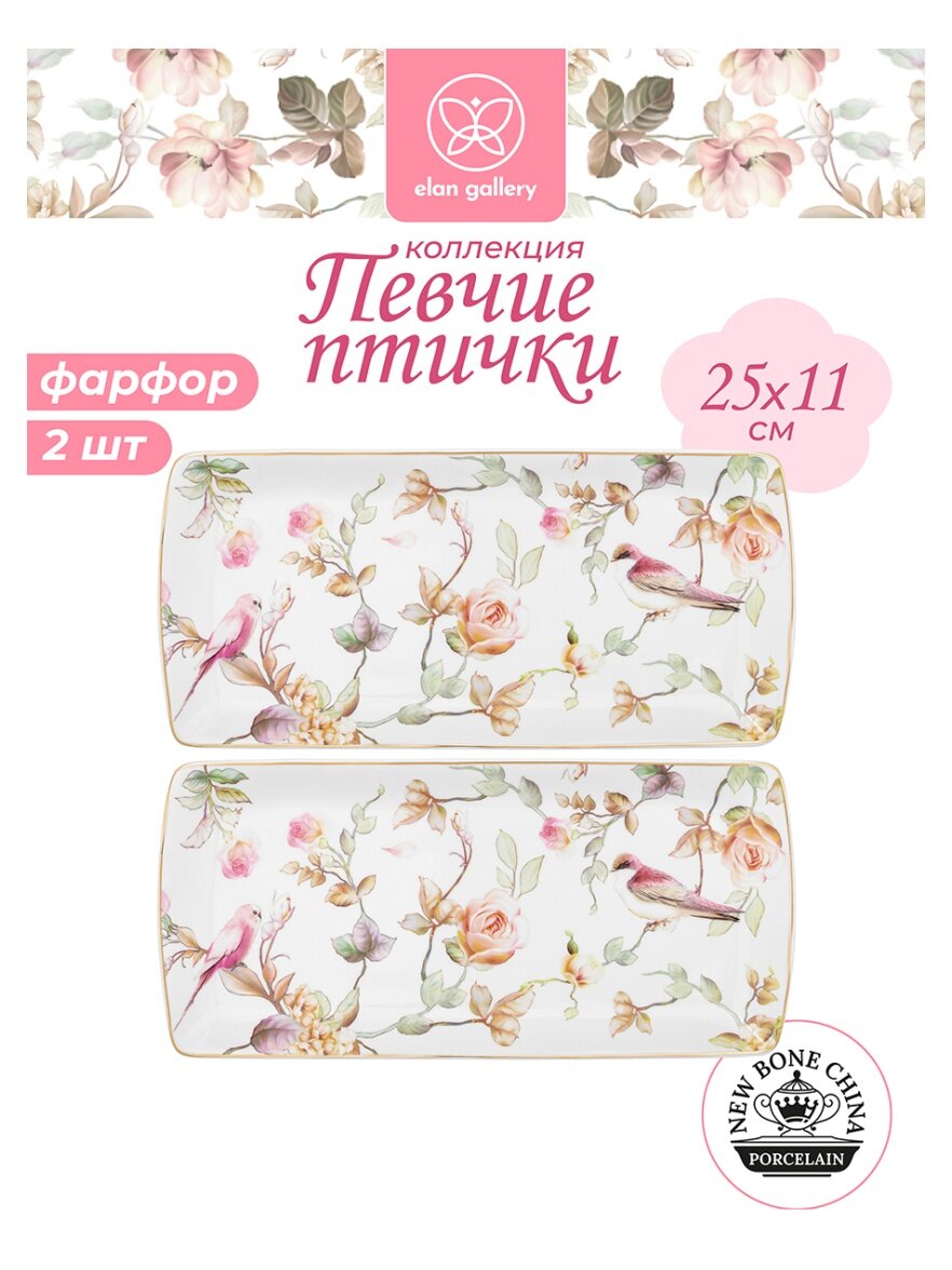 Набор блюд Elan Gallery "Певчие птички" 25х11,5х1,5 см (730859)