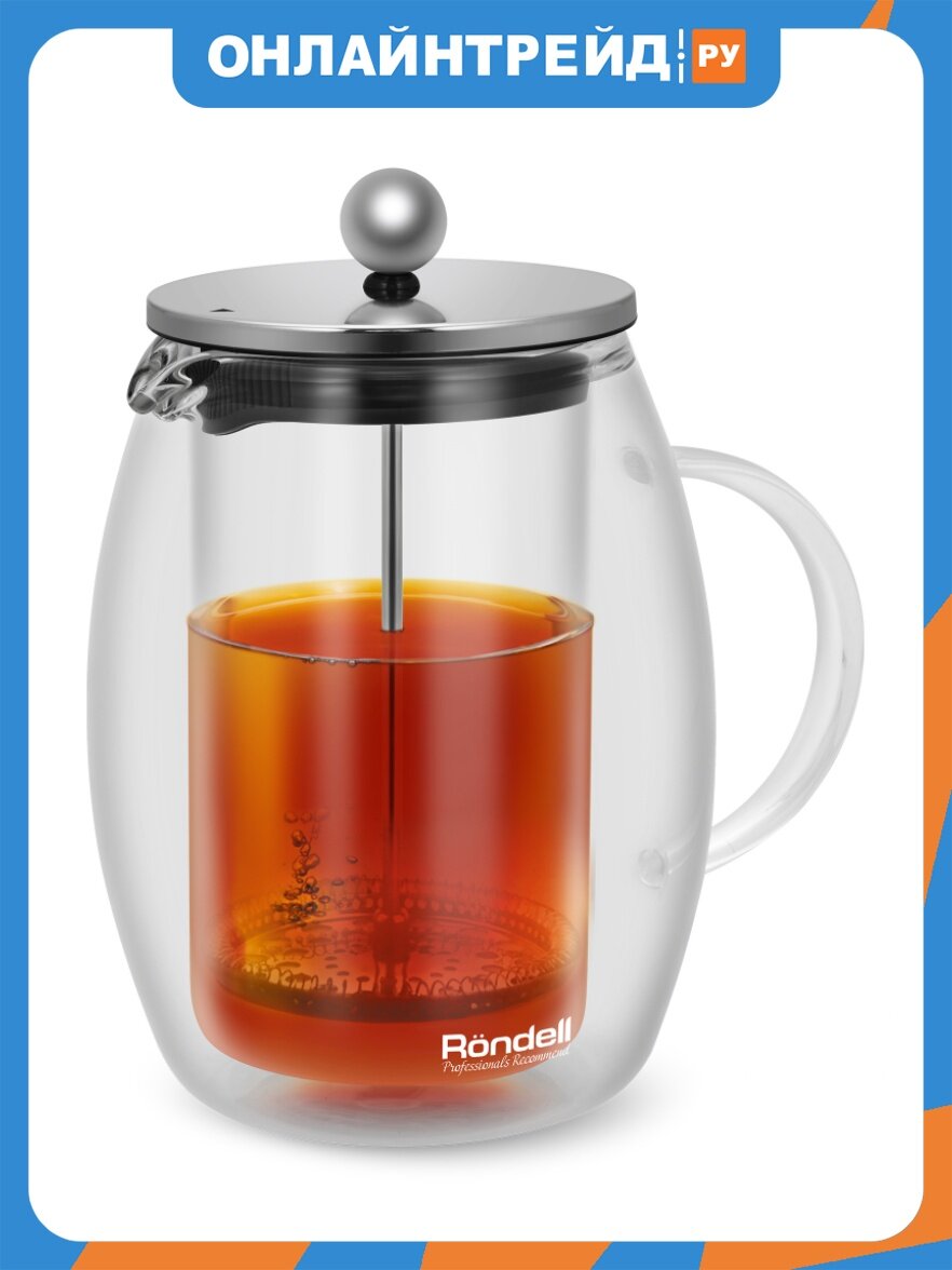 Френч-пресс Rondell Calypso RDS-1821, 0.6л, прозрачный