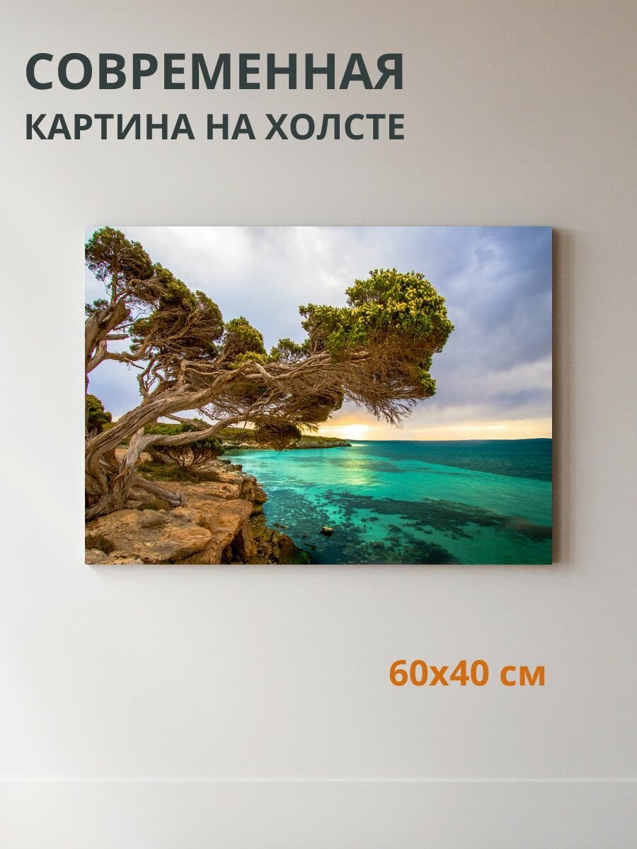Картина на холсте Дерево и море 60x40 см