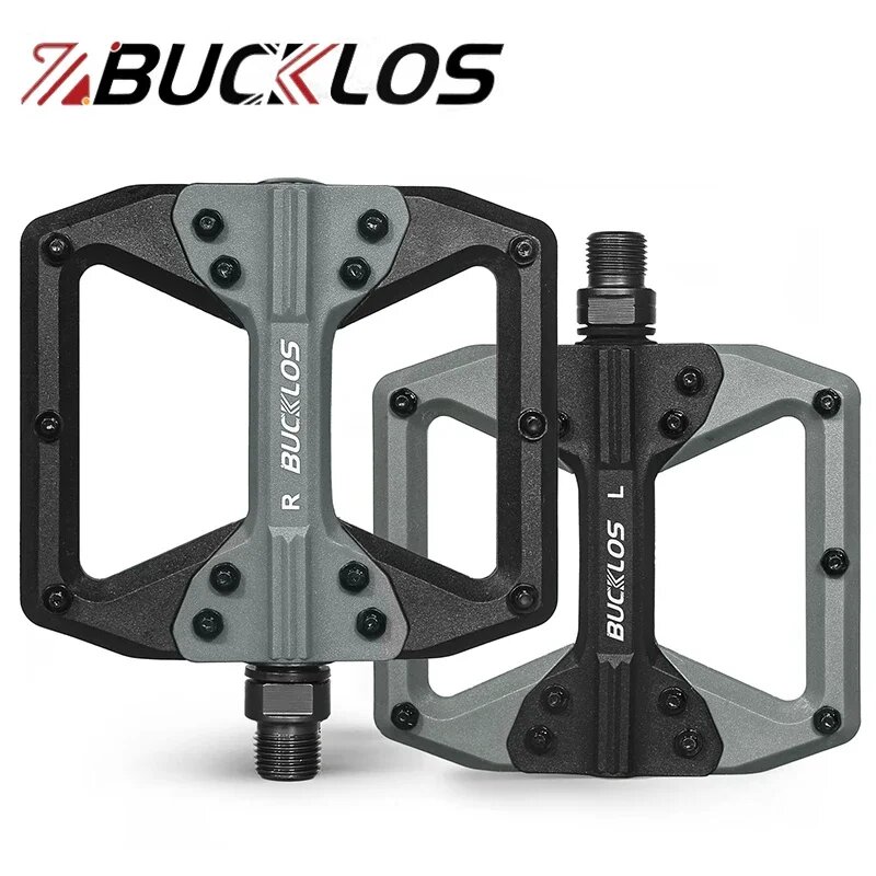 BUCKLOS PD-C860 Плоские велопедали из нейлона Черный, GREY-BLACK
