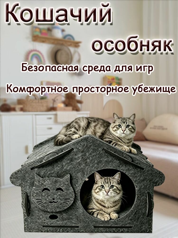 Домик для кошек и котят Фетровый дом с крышей Лежанка для домашних животных