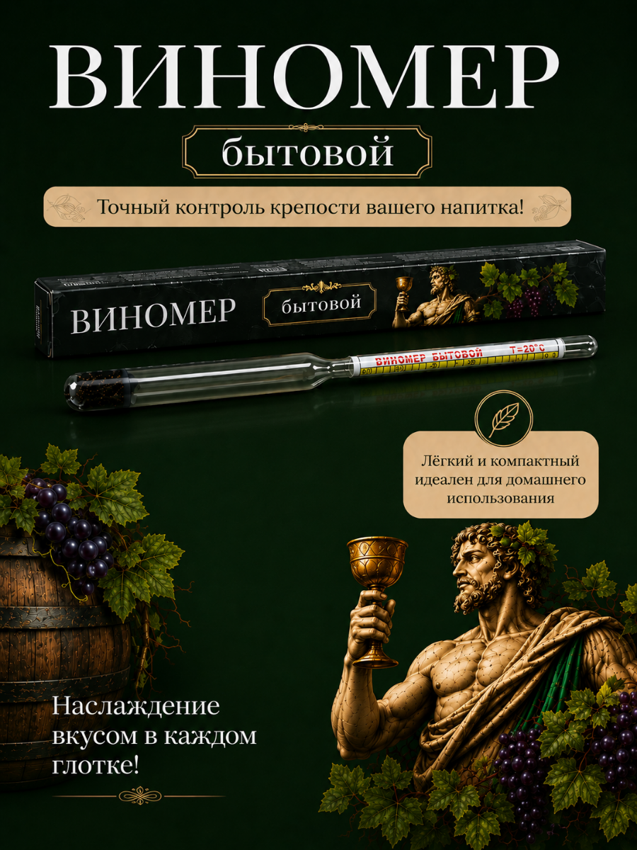 Виномер-сахаромер бытовой для домашнего вина, браги, настоек