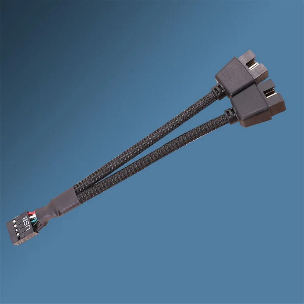 Кабель-разветвитель USB 2.0 9-pin (female) x2 на 1x USB 2.0 9-pin (male), черный