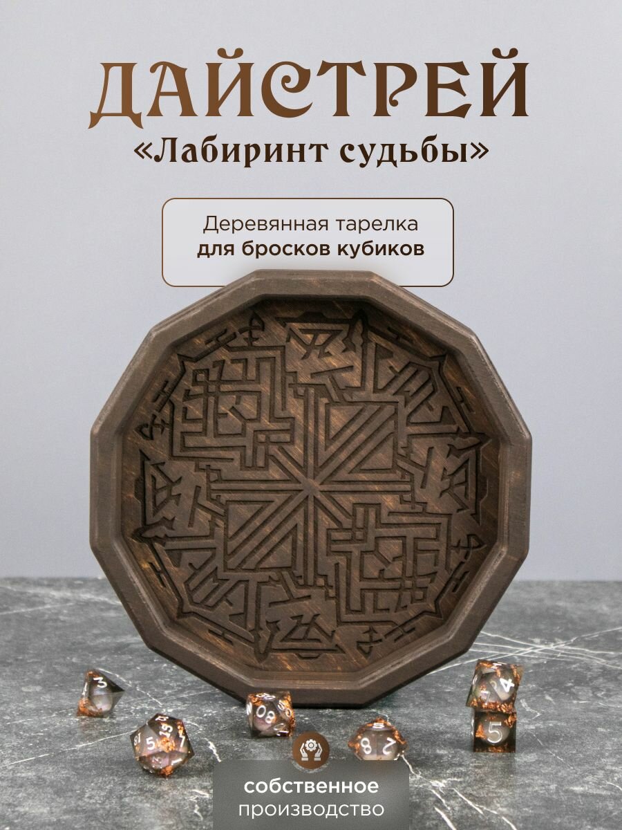 Дайстрей "Лабиринт судьбы" тарелка для костей DnD/кофе
