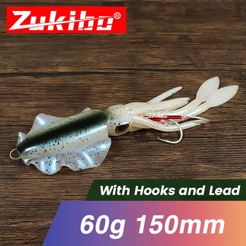 ZUKIBO Светящаяся приманка для кальмаров 7г/20г/60г C 60G-15CM With Hook