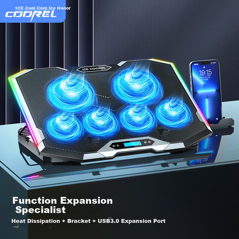 ICE COOREL K9 Pro Охлаждающая подставка для ноутбука с USB 3.0 и RGB-подсветкой для игровых ноутбуков Цвет：K9 Pro