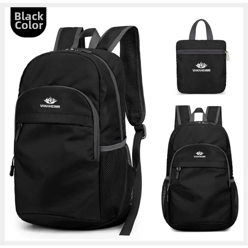 Складной рюкзак 20-35л, красный, оксфорд, для путешествий Черный, Black