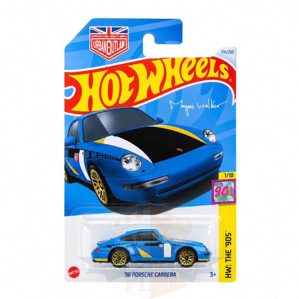 Машинка Mattel Hot Wheels '96 Porsche Carrera, синий, арт. HTB03 (C4982) 174/250