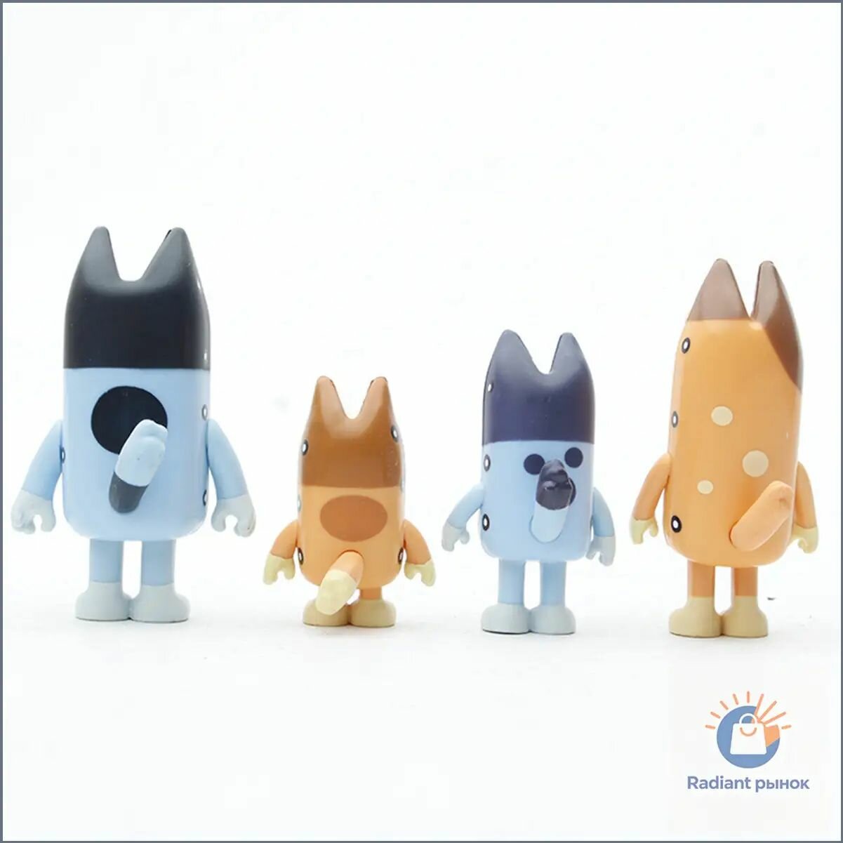Фигурки Bluey, набор из 8 штук, подвижные суставы, пластик