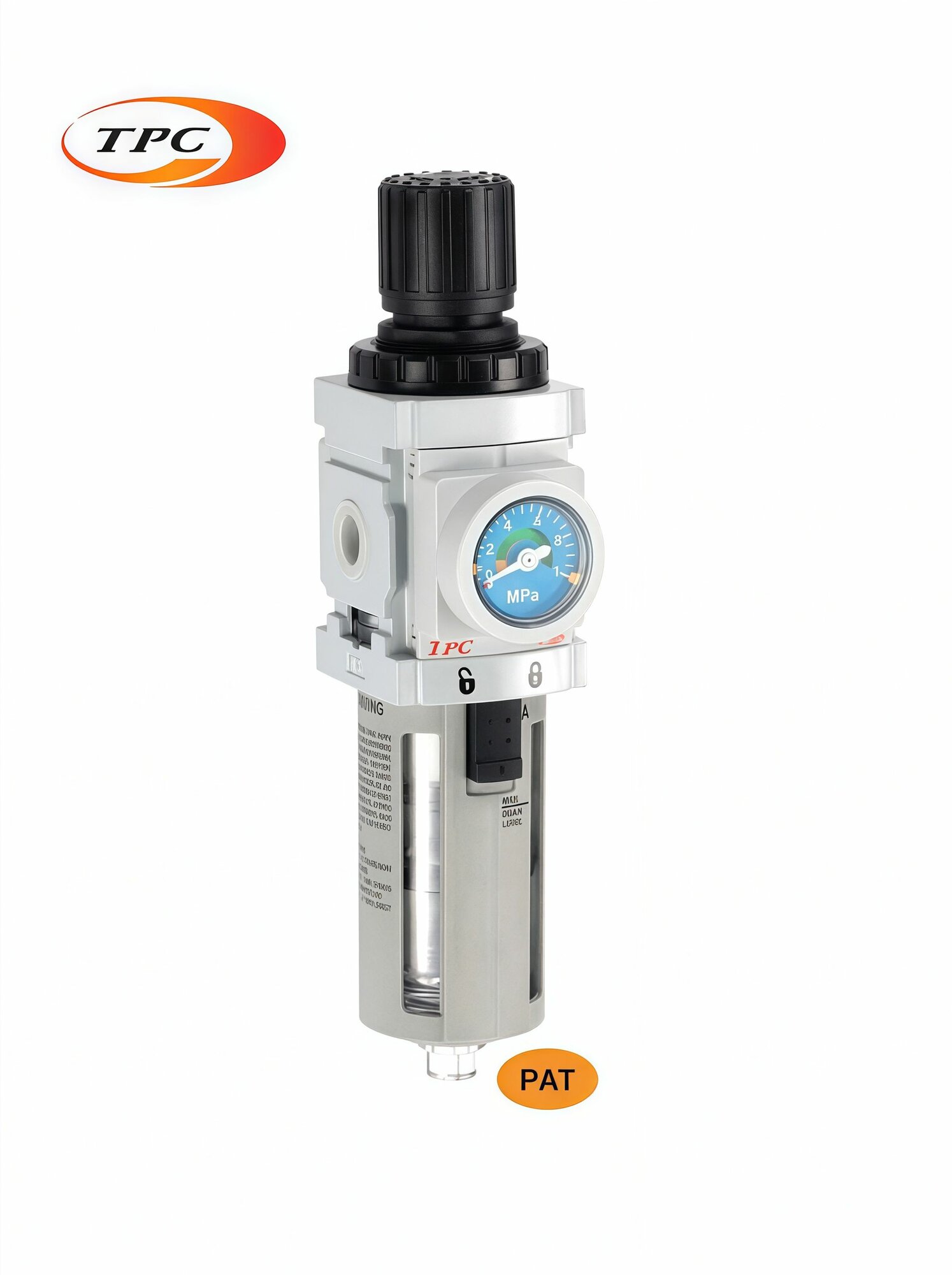 Фильтр-регулятор TPC PP2-01BG с манометром 1/8" 1200л/мин 10Bar (Корея)