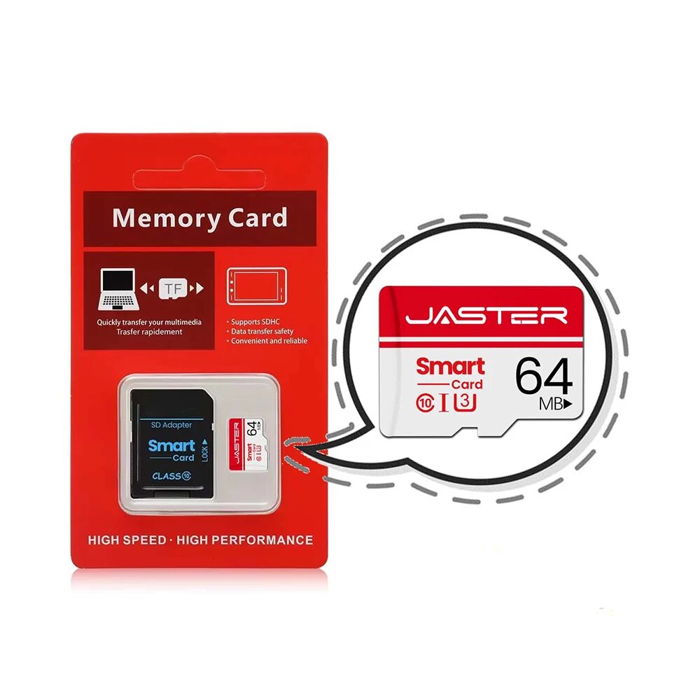 JASTER карта памяти microSD 128 МБ 64MB