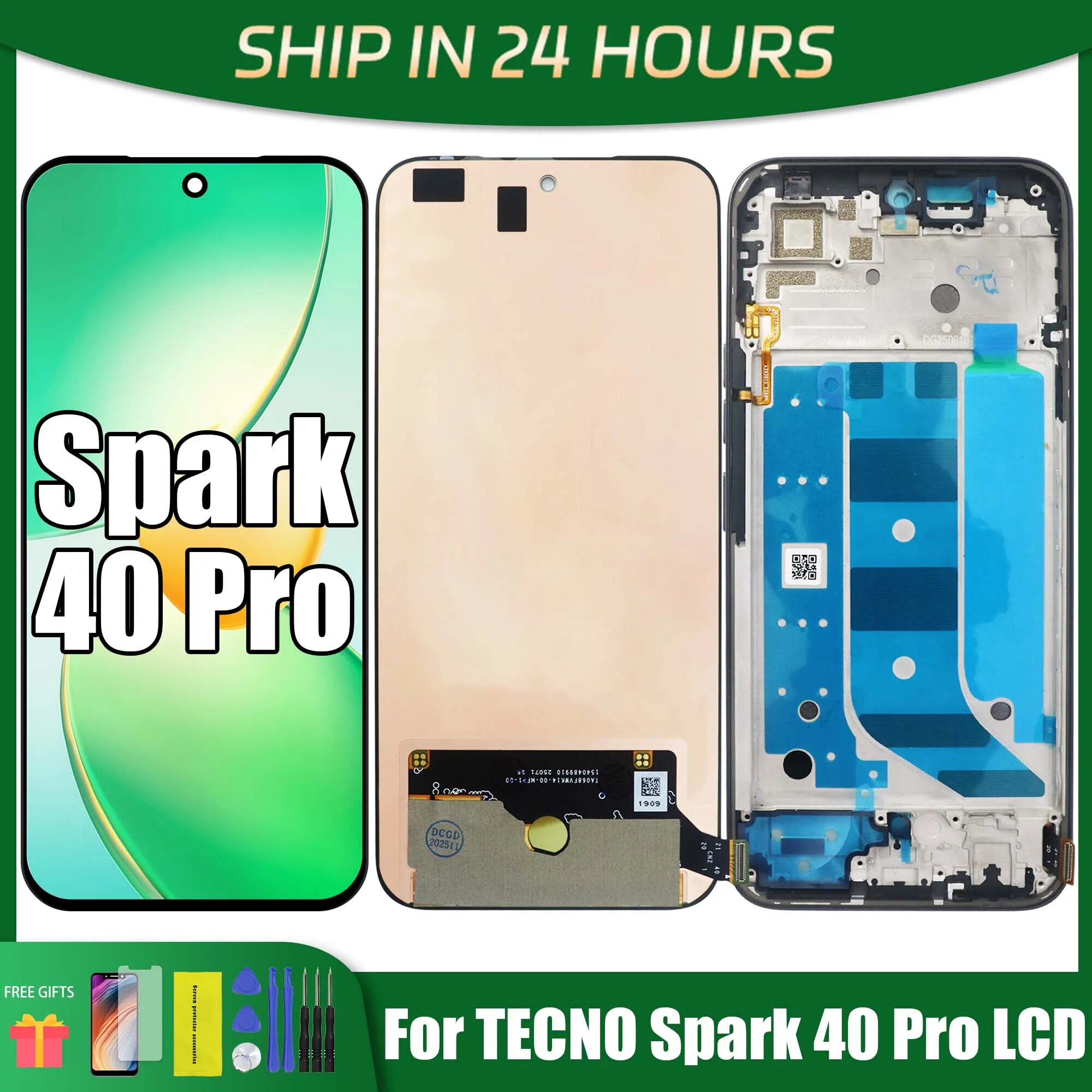 TFT Black With Frame для Tecno Spark 40 Pro KM6