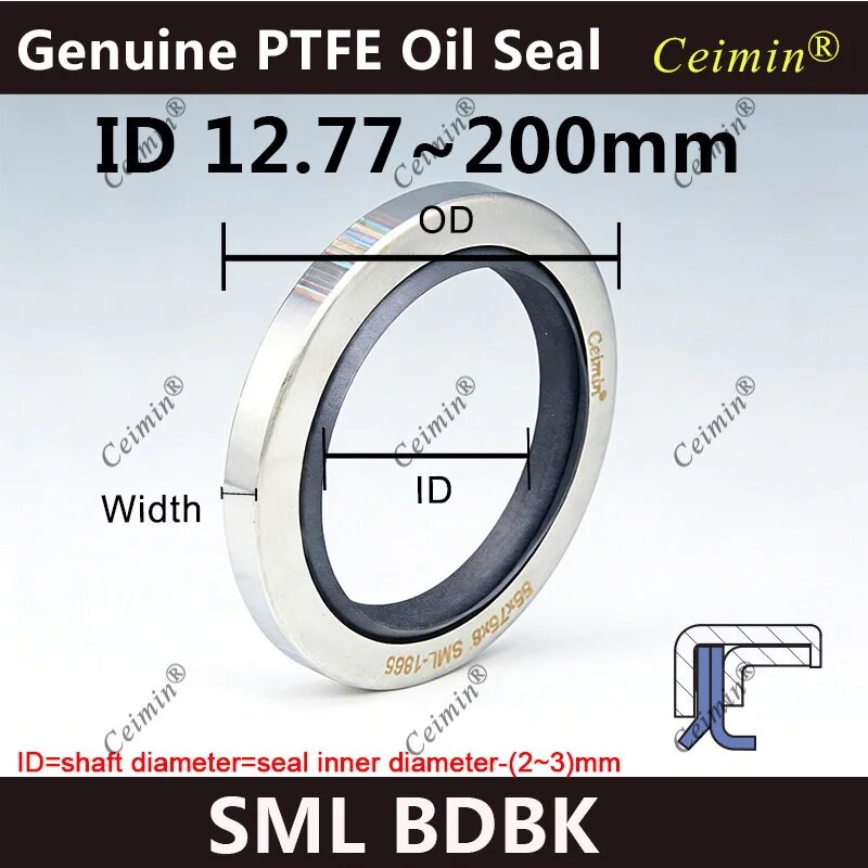 Сальник Ceimin ID12.77~200 SMLBDBK из PTFE 38X55X7