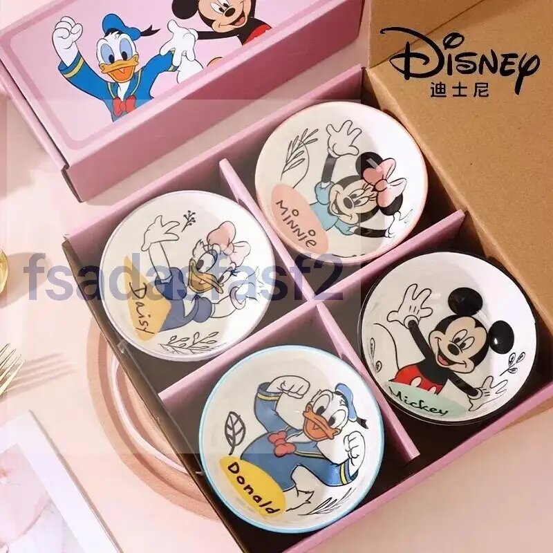 2025 350 мл Kawaii Disney Микки Маус Минни Маус мультфильм мини керамическая миска для риса милая подарочная коробка с бытовой кухонной утварью, A set of four