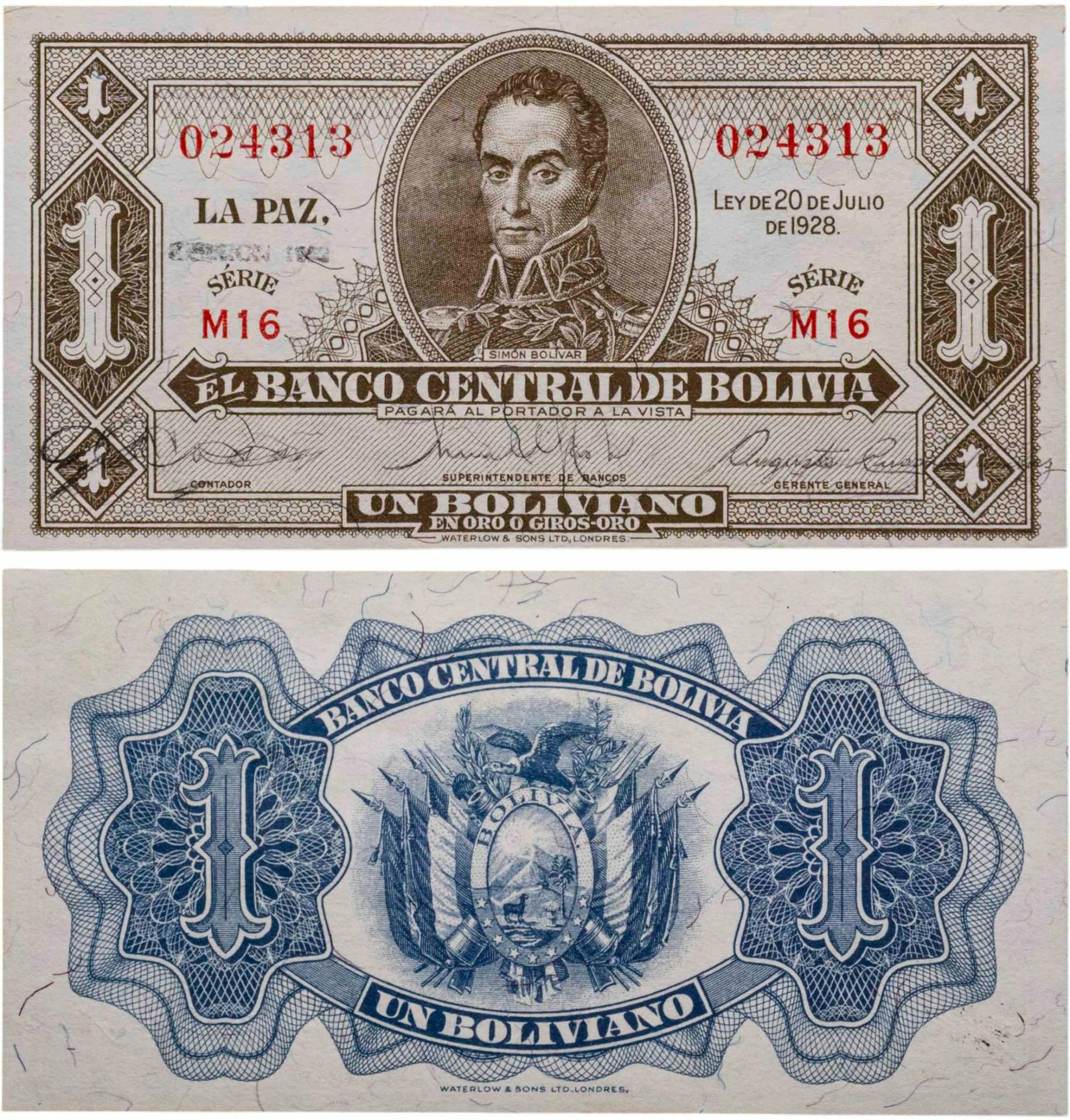 Боливия 1 боливиано 1928 1952 год Pick 128c2