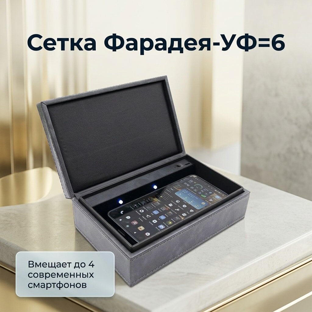 Экранирующий акустический сейф Сетка ФарадеяУФ6 с УФ диодами