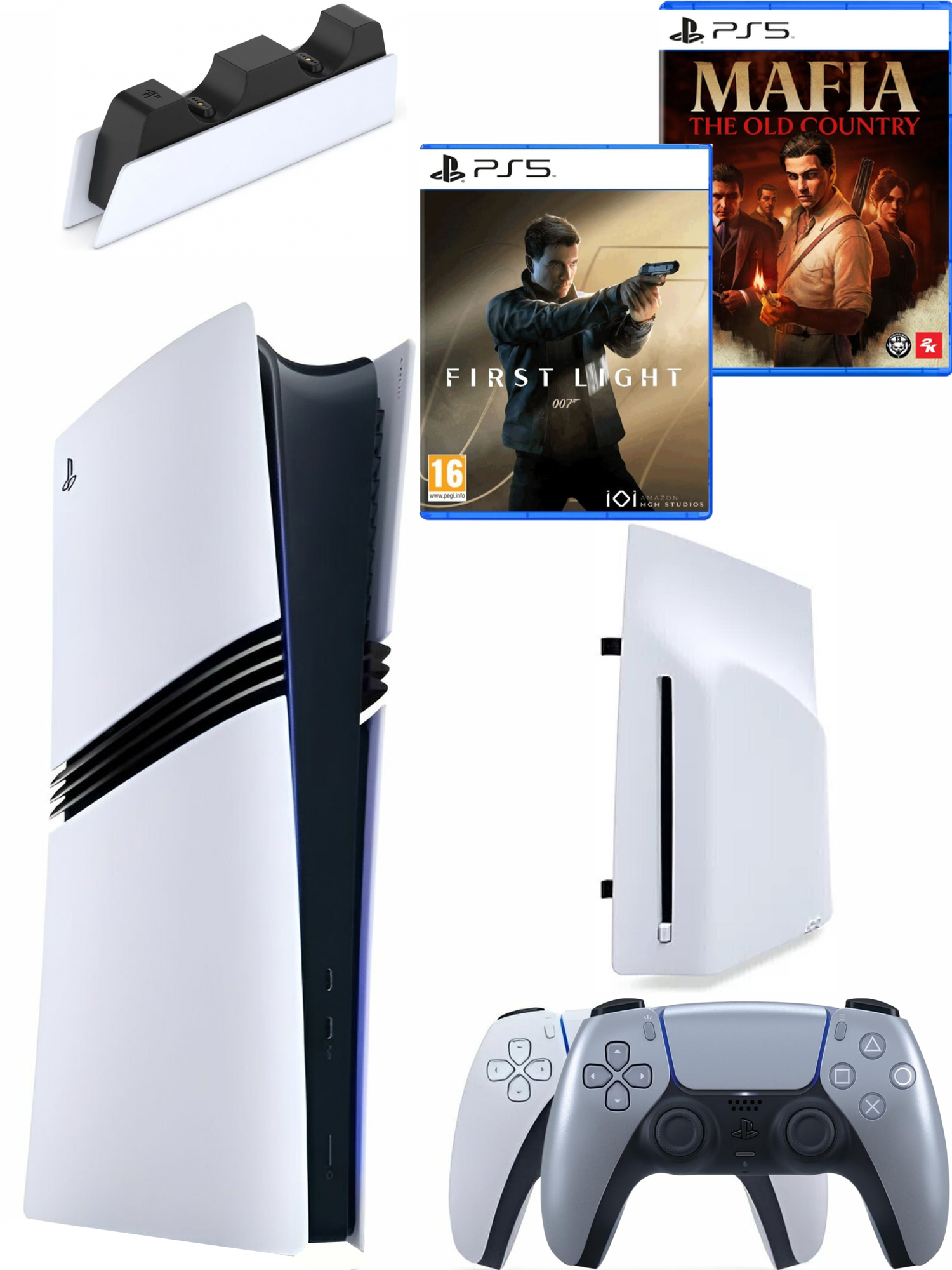 Игровая Приставка Sony PS 5 Pro Digital Edition+Зарядная станция+Дисковод+2-ой геймпад+First Light 007, Mafia TOC,2Tb