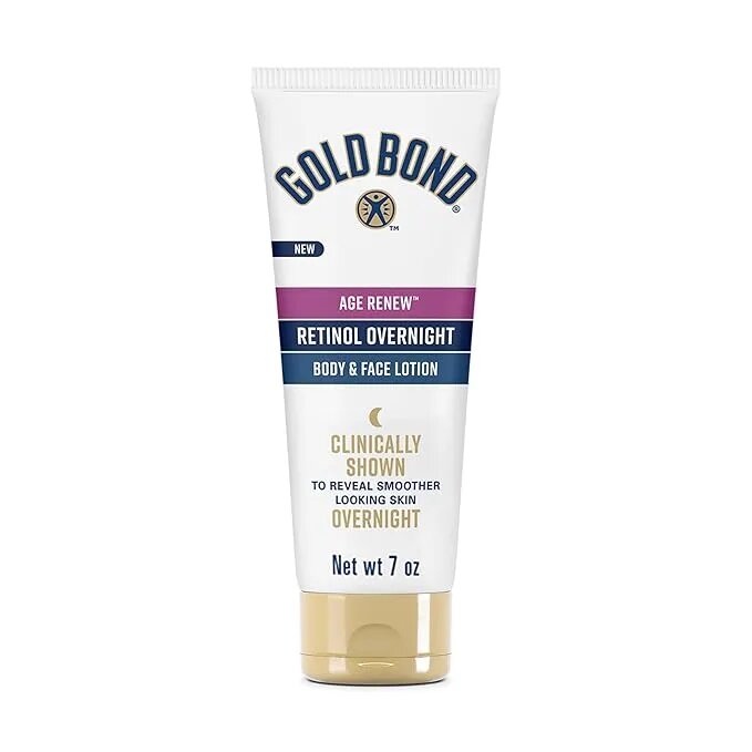 Ночной лосьон для тела и лица Gold Bond Age Renew Retinol с комплексом ретинола и пептидов для сухой кожи, 7 унций.