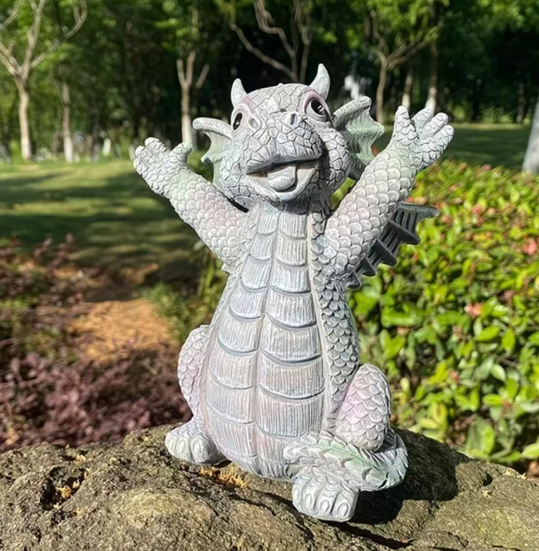 Драконообразные статуи, смоляные материалы. Высота 15CM, Happy Dragon