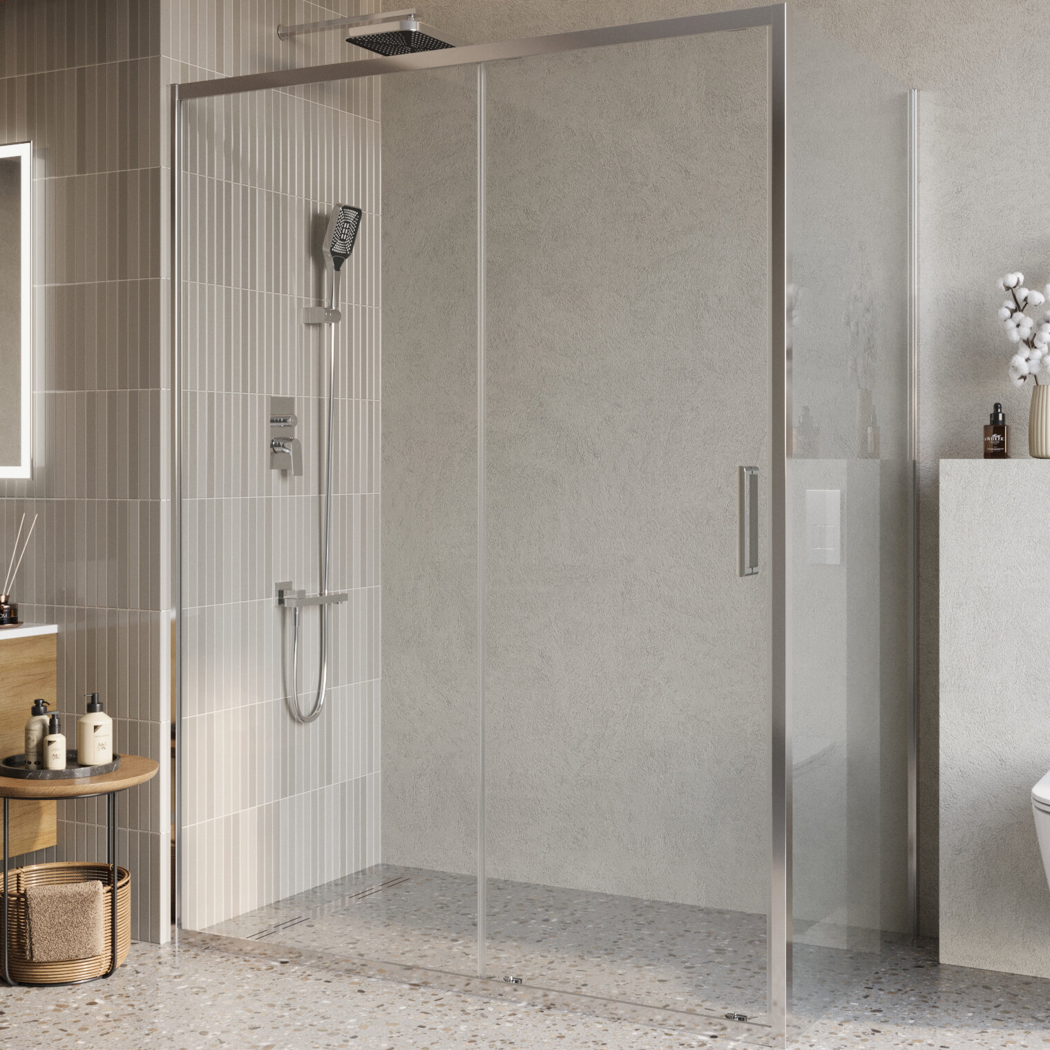 Душевой уголок BelBagno Luce AH-1-150/90-C-Cr профиль хром, стекло прозрачное