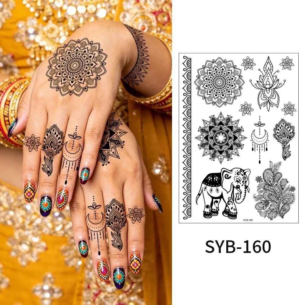 Временные татуировки хной mandala black 1 шт. Style 14