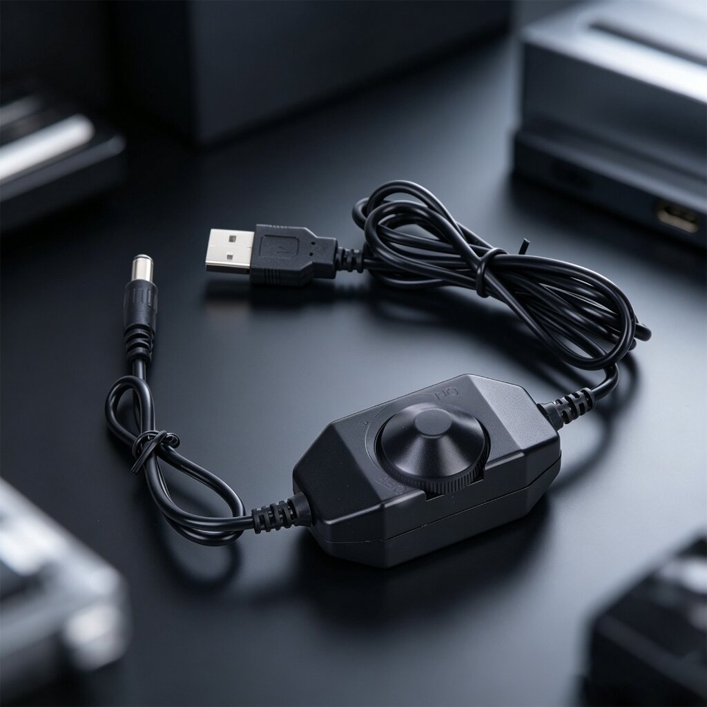 USB-кабель-диммер 12V с ручкой, 5.5x2.1 мм, 50 см