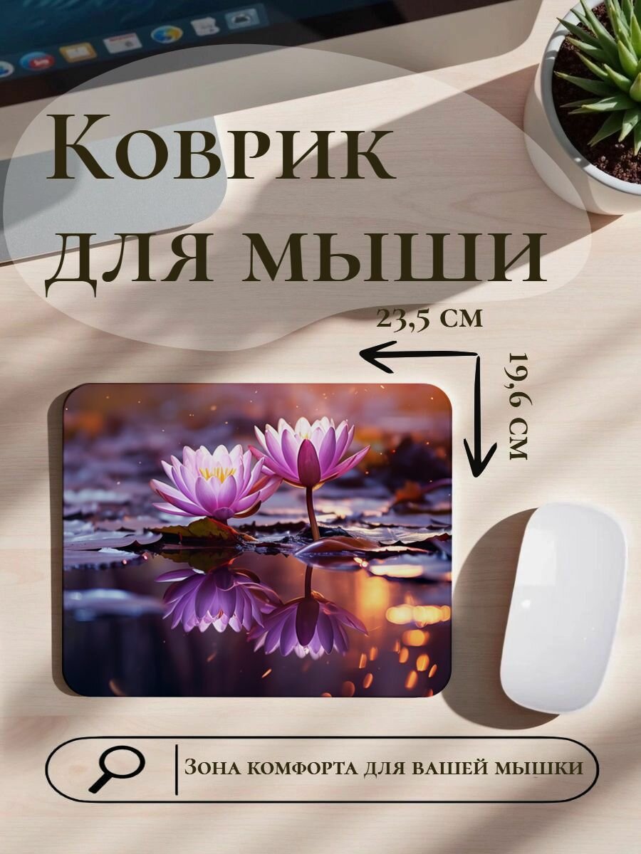 Коврик для мыши розовый лотос на воде
