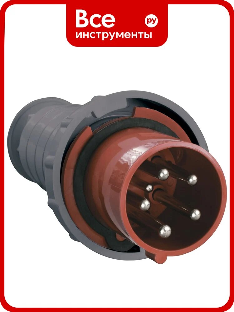 Электрическая, IEK, кабельная вилка IEK 63А 3P+E+N 380В IP54 035 ИЭК PSR02-063-5, пластиковый корпус, красный цвет