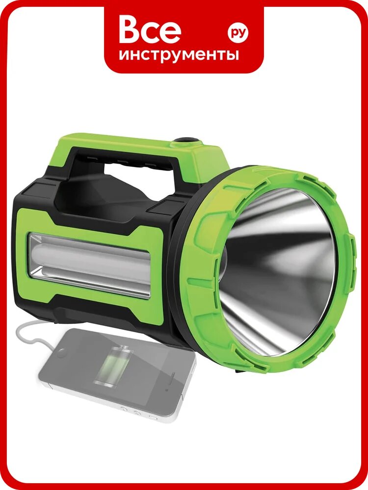 Аккумуляторный фонарь космос PREMIUM 10W LED, бок. пан. 3Вт, 3 реж раб,