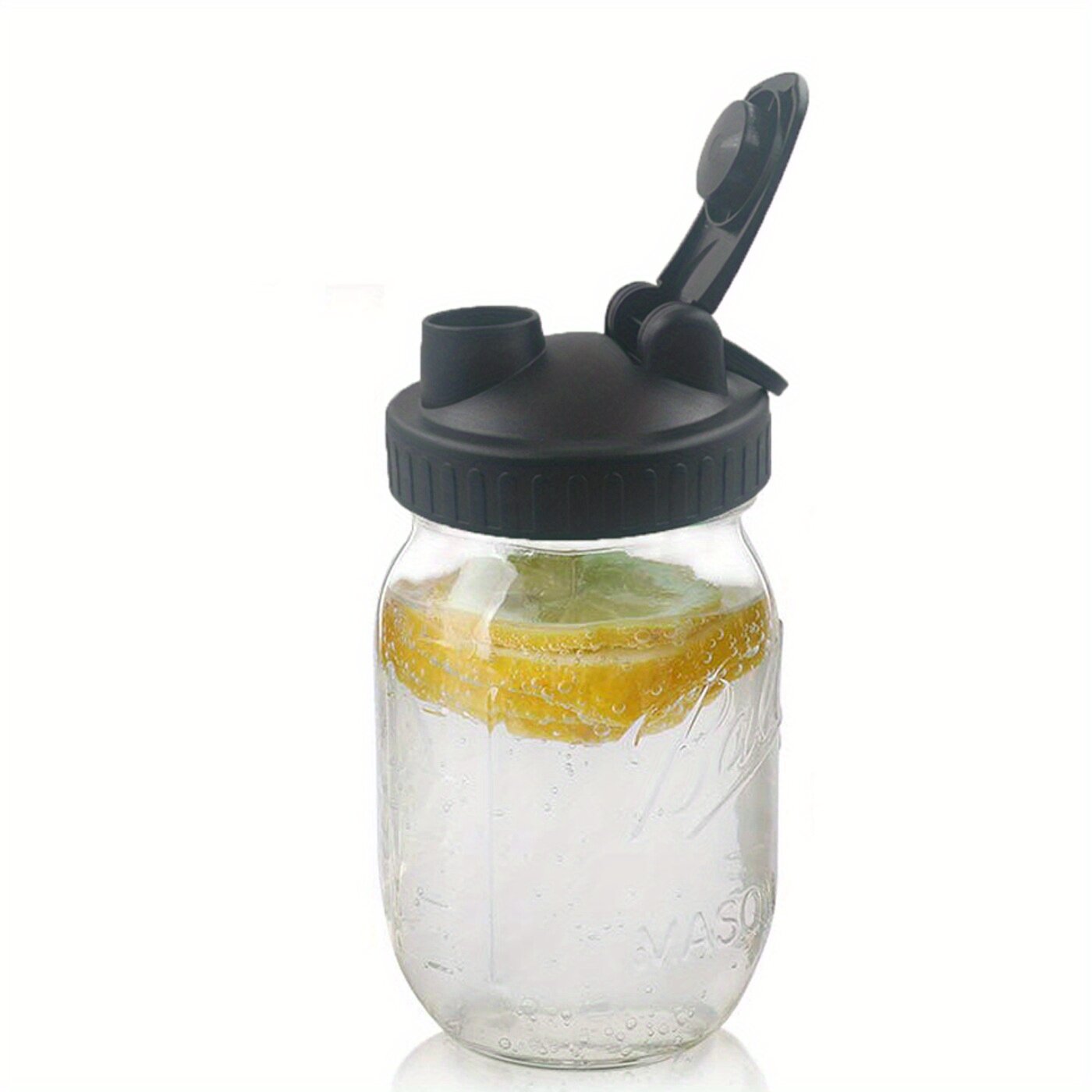 Крышка для банки Mason Jar с защелкой, герметичная, с носиком для налива, черная, 1 шт.