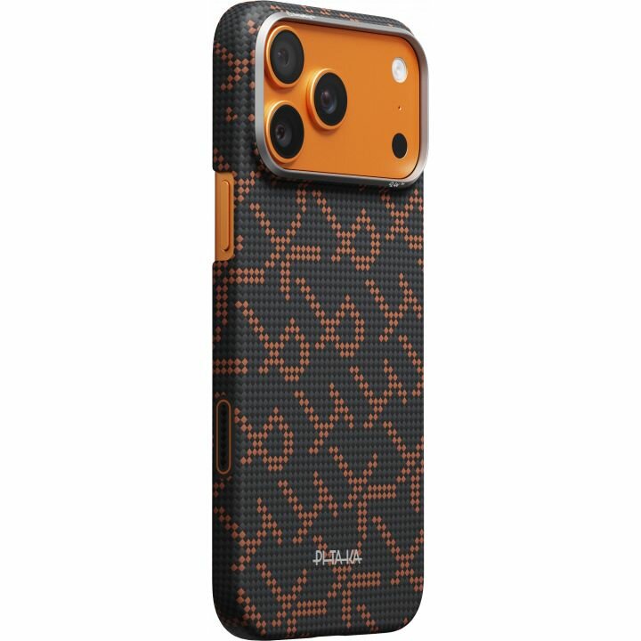 Чехол Pitaka Monogram Ultra-Slim Case для iPhone 17 Pro, черно - оранжевый KI1704PTK