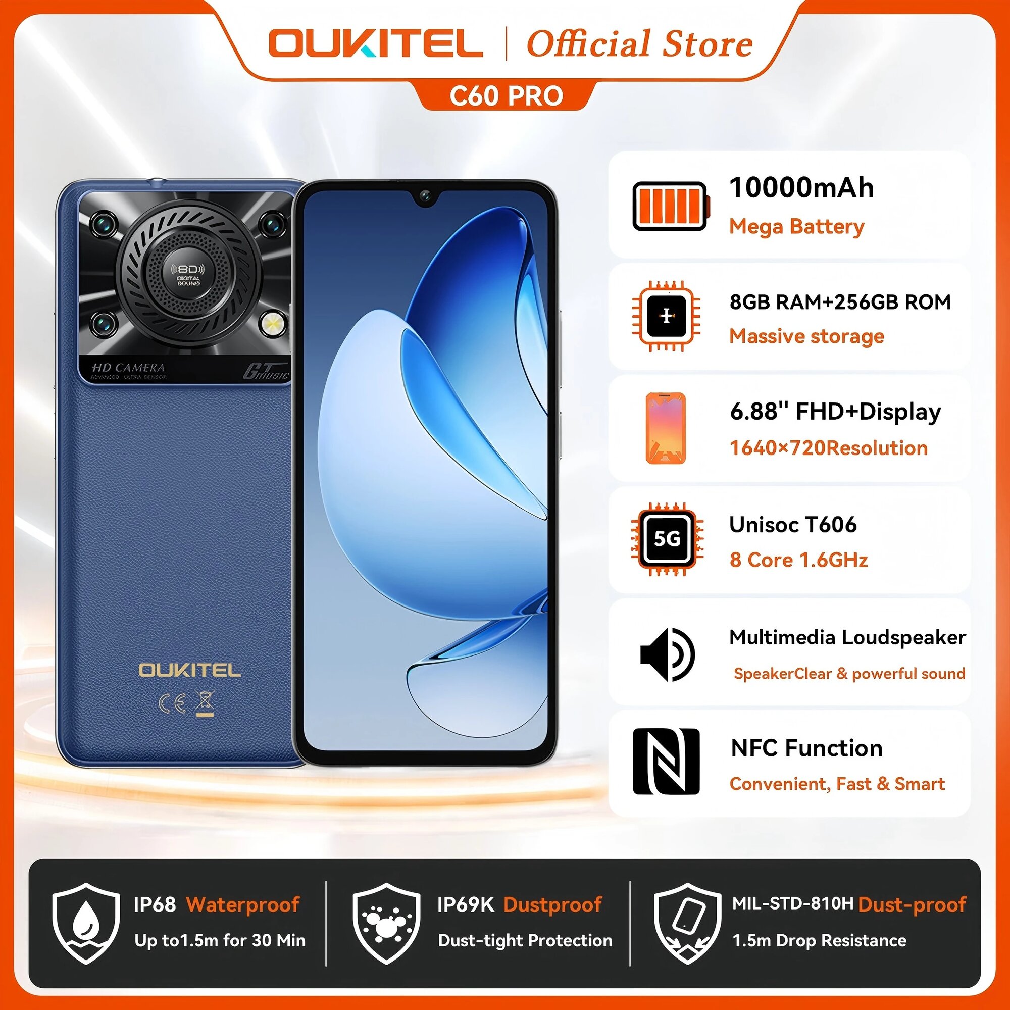 Смартфон Oukitel C60 Pro, 24/256ГБ, global