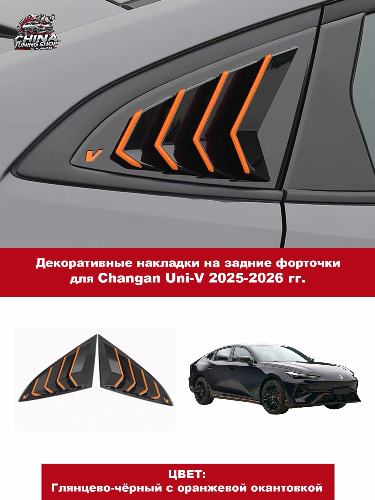 Декоративные накладки на задние форточки для Changan Uni-V