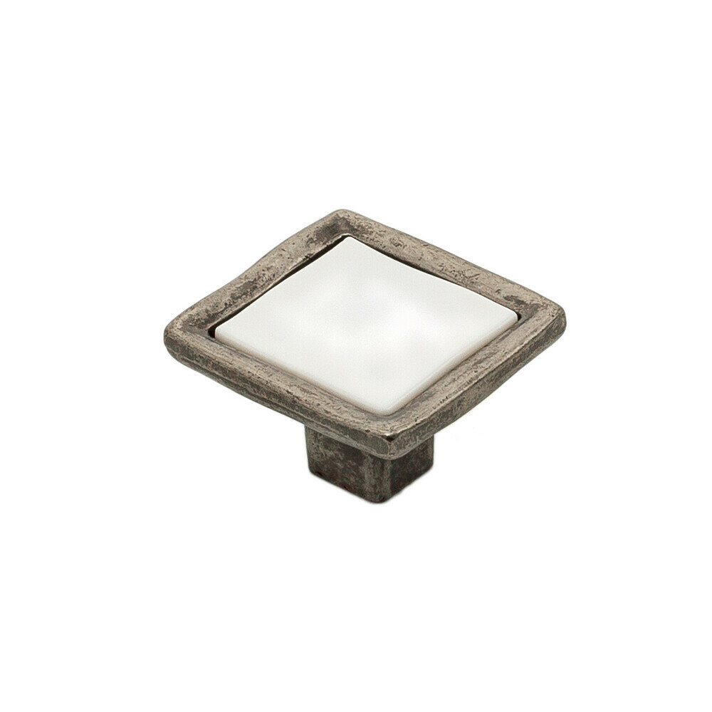Ручка-кнопка мебельная Kerron Ceramic d31 мм металлическая с фарфоровой вставкой черненый старинный цинк (KF08-11 BAZ)