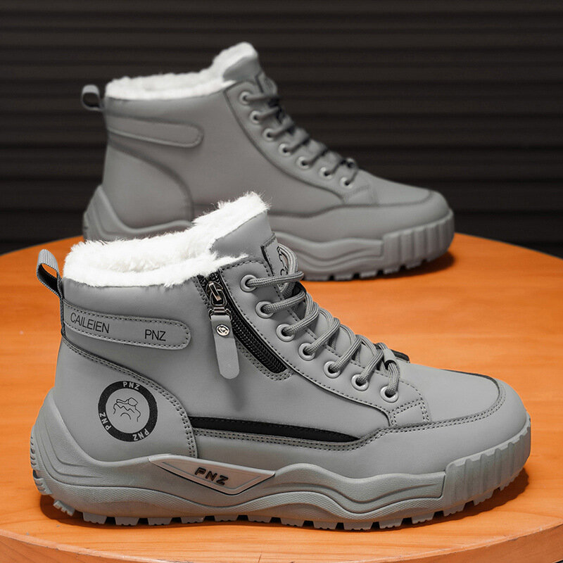 JYL Ботинки Мартин мужские Осень Ходьба Прочность Кожа/M5066 gray plus velvet