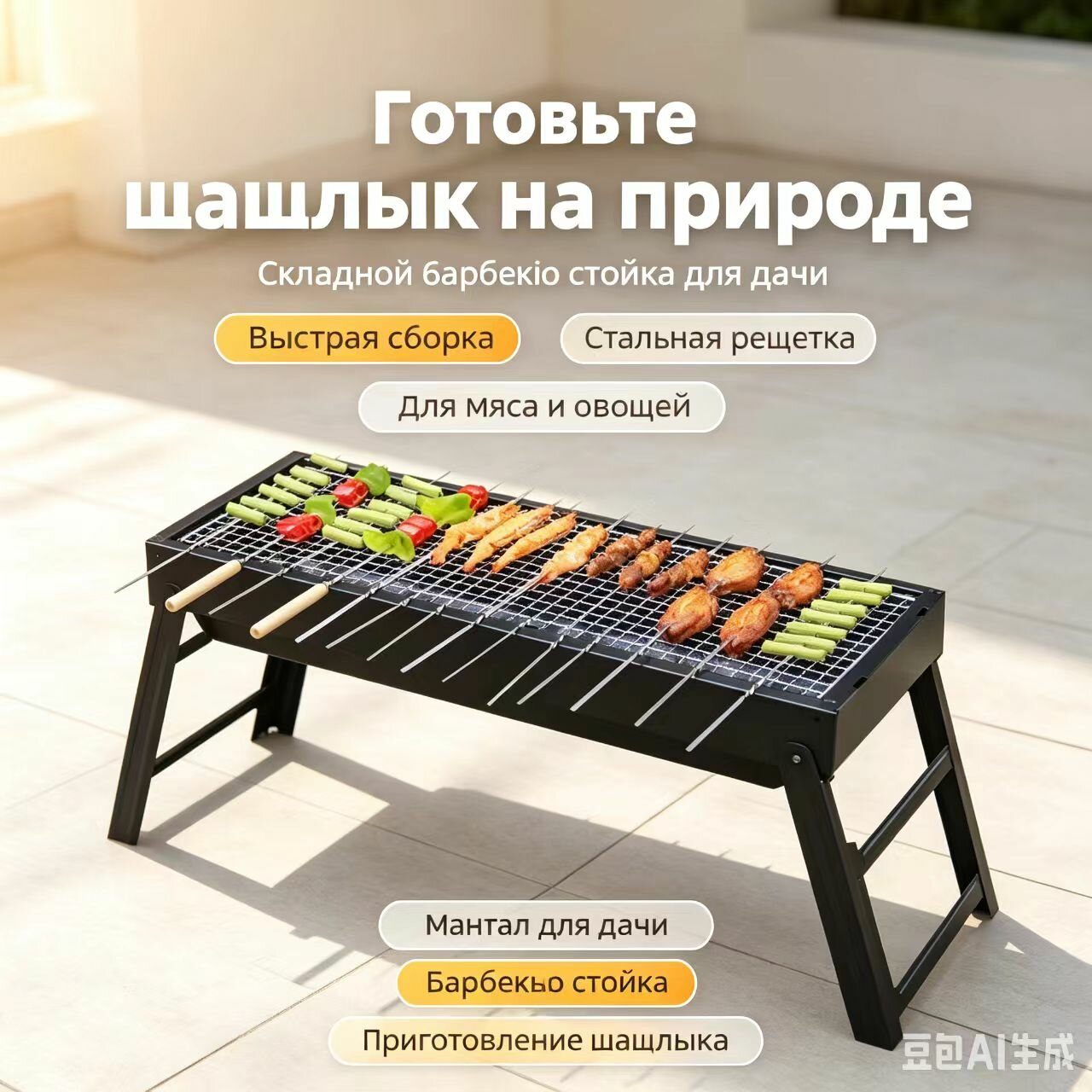Портативный угольный гриль-барбекю из нержавеющей стали, маленький мини-барбекю