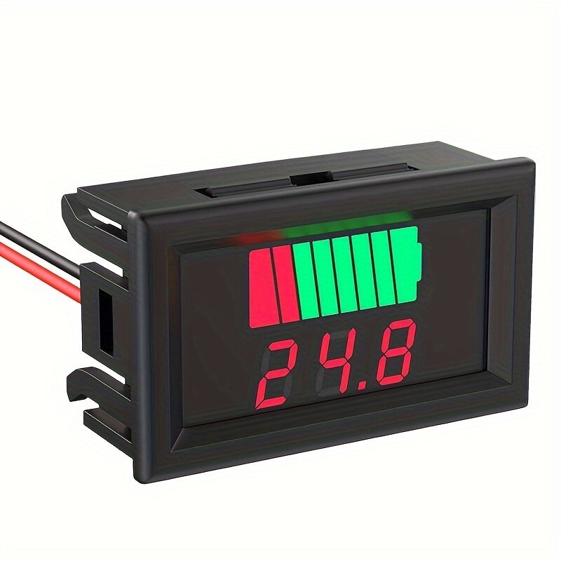 Индикатор уровня заряда аккумулятора 12V 24V 36V 48V 60V 72V, LED вольтметр с тестером емкости, красный