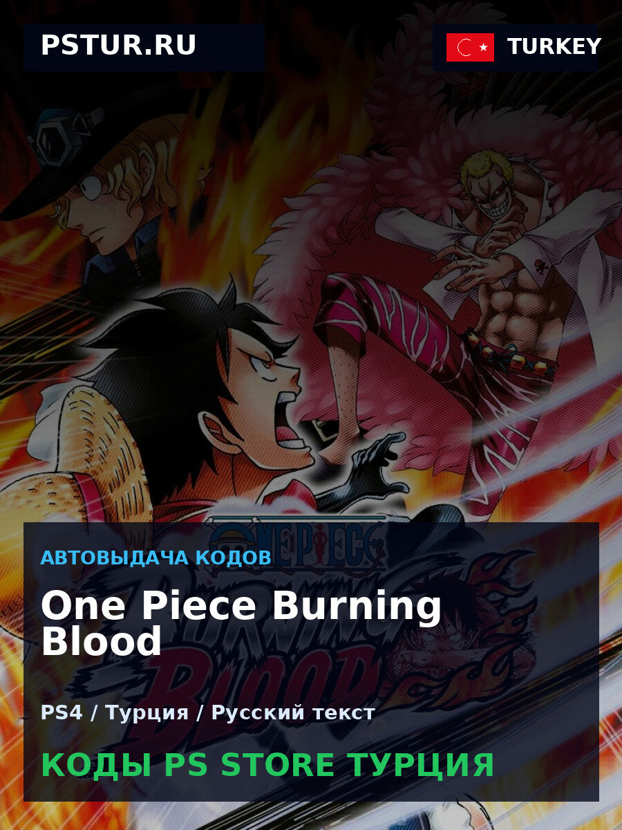One Piece Burning Blood PS4 — PlayStation Store Турция, цифровая версия